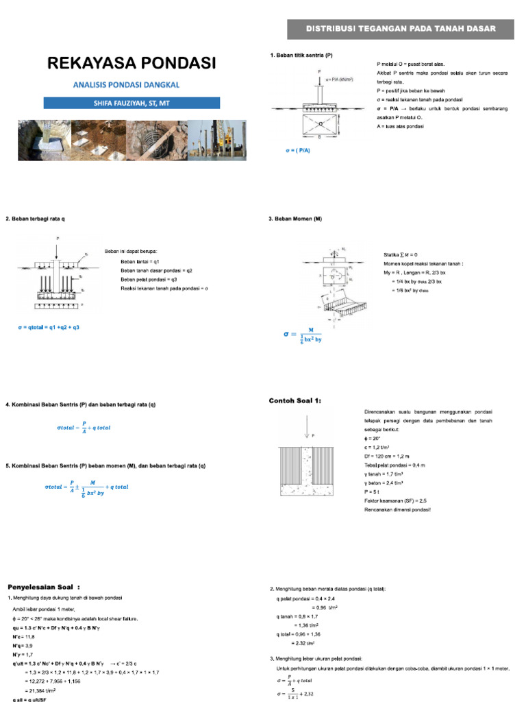 Rekayasa Pondasi Analisis Pondasi Dangkal | PDF