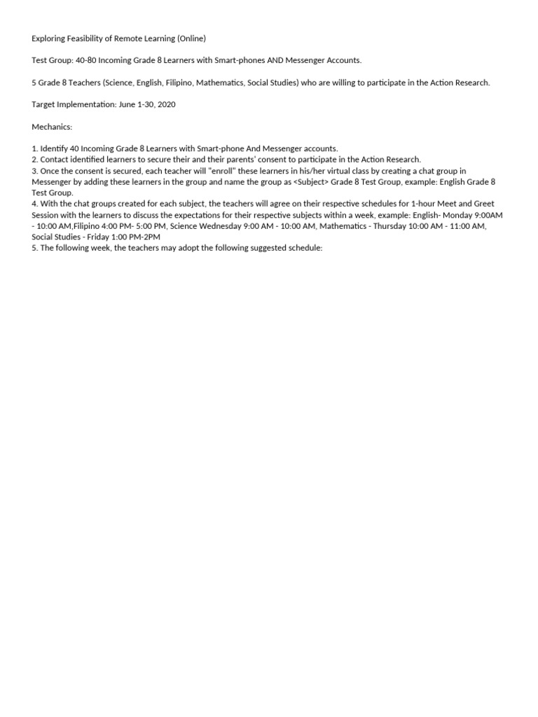 Exploring Feasibility of Remote Learning | PDF