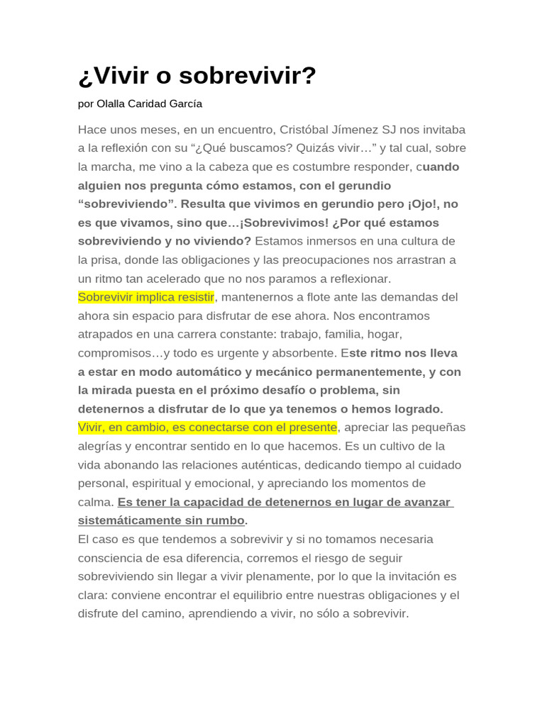 Vivir o Sobrevivir | PDF | Autosuperación | Estilo de vida