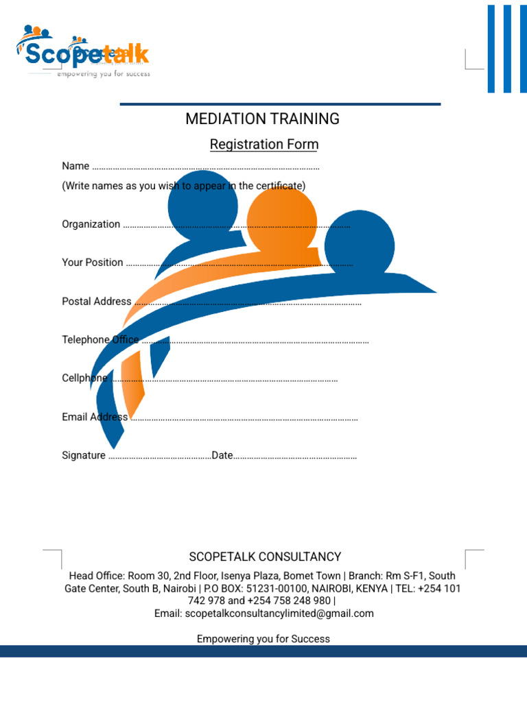 Mediation Training Registration Form | PDF | Computers