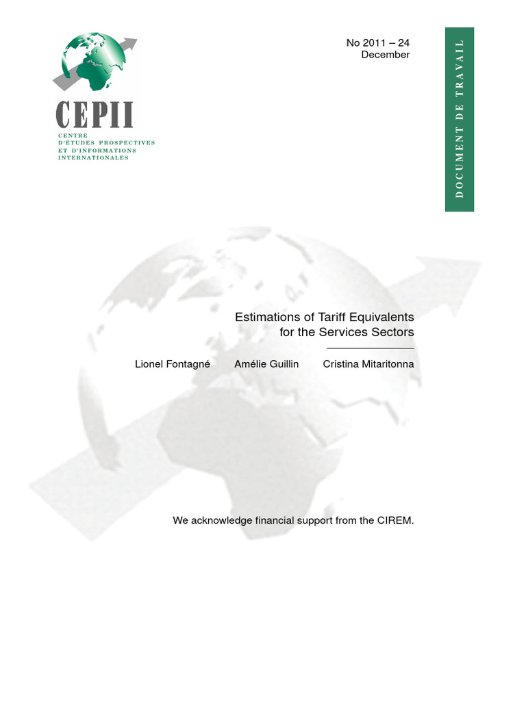 Estimations of Tariff Equivalents For The Services Sectors | PDF ...