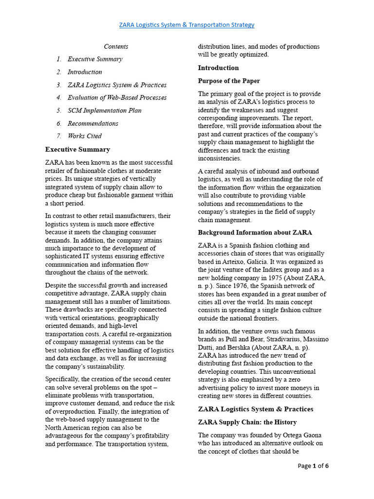 ZARA's Logistics and Transportation Strategy | PDF | Electronic Data ...