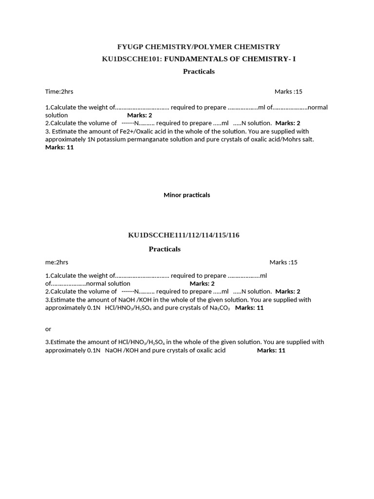 Chemistry Practical Exam Guidelines | PDF