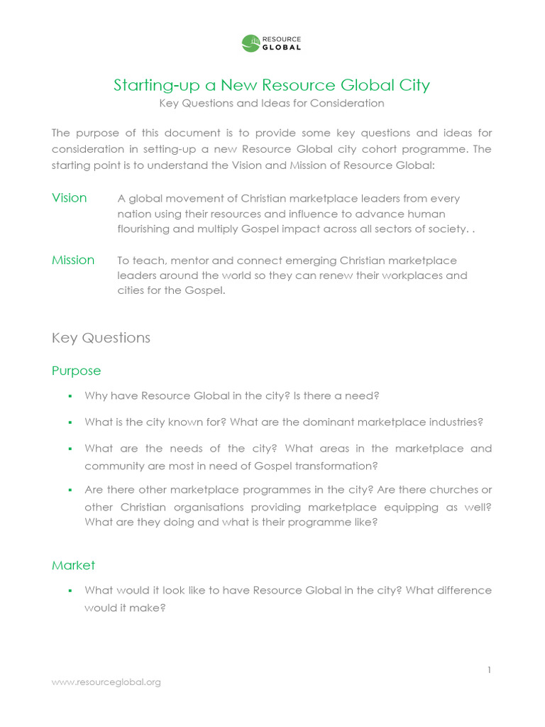 Setting Up a Resource Global City Program | PDF | Mentorship