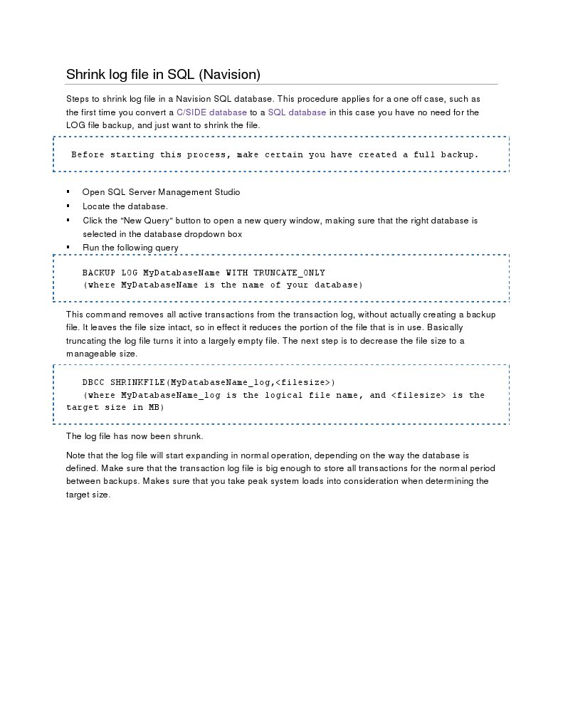 SQL Log File Shrinking Guide | PDF