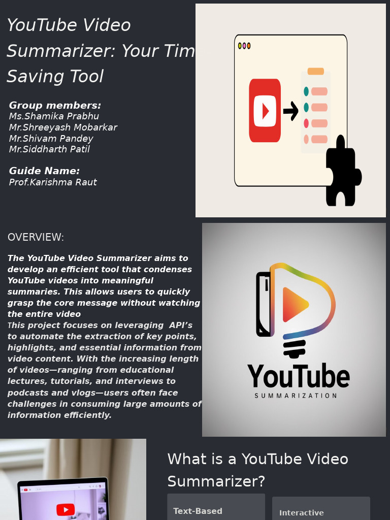 YouTube Video Summarizer Your Time Saving Tool | PDF | Speech Recognition | You Tube