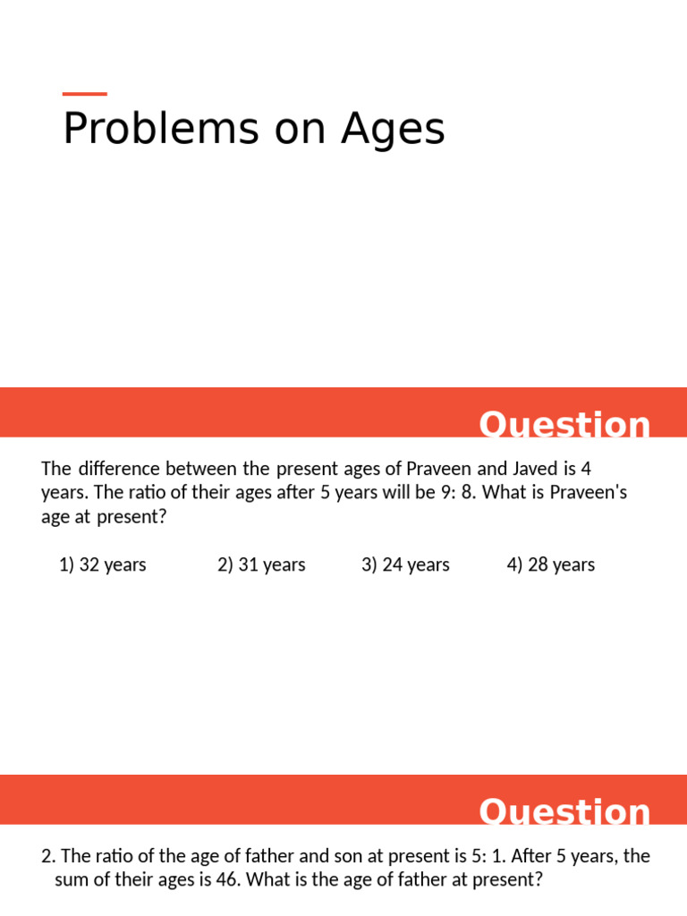 Problems On Ages - CVCORP | PDF