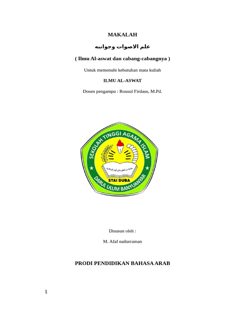 Makalah Ust. Rousul Firdaus - Oleh Afaf | PDF | Seni & Disiplin Bahasa