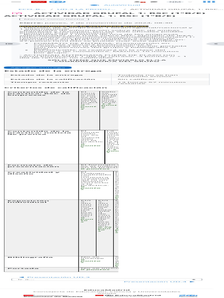 ECO - Bac1 ACTIVIDAD GRUPAL 1 RSC (1ºBE) AulaVirtual | PDF