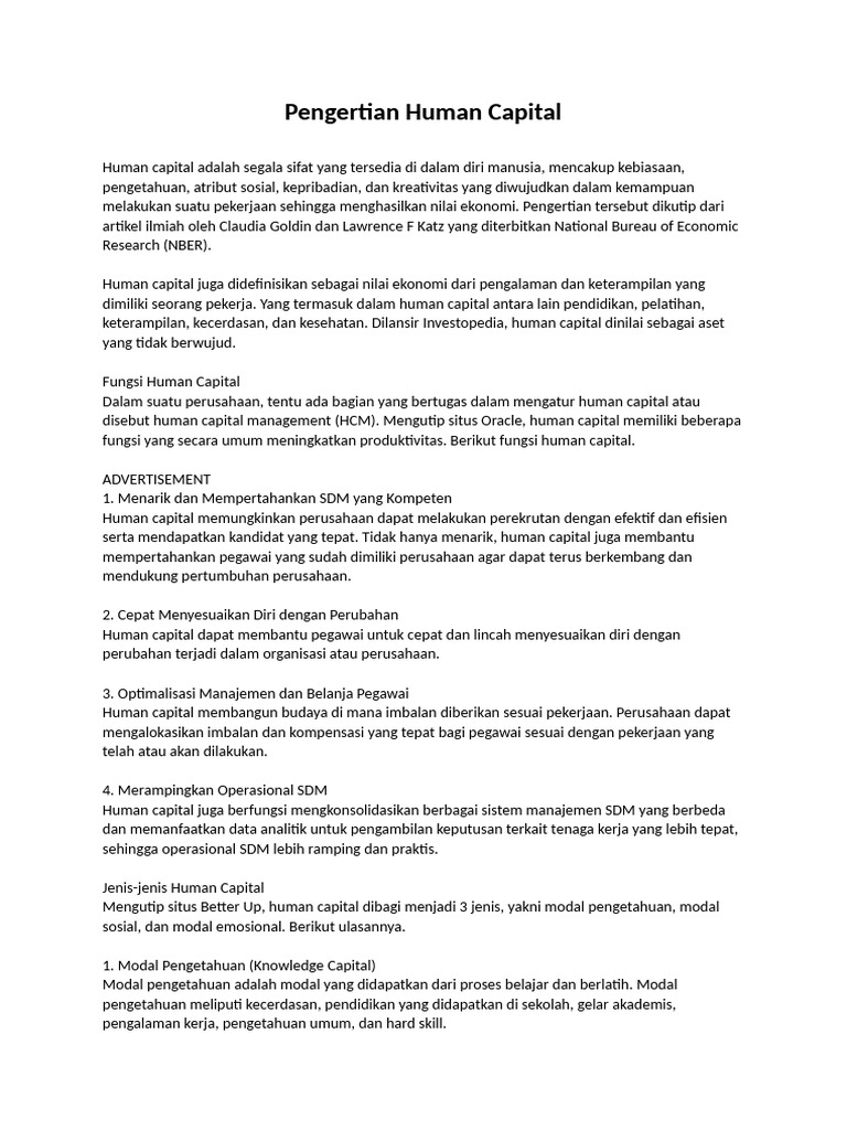 Pengertian Human Capital | PDF