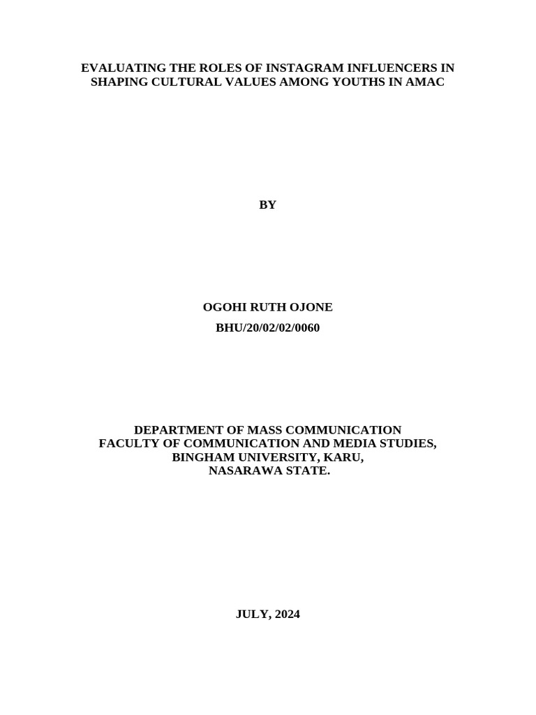 Copy-Ojone's Corrected Chapter 1-5 | PDF | Social Media | Popular Culture & Media Studies