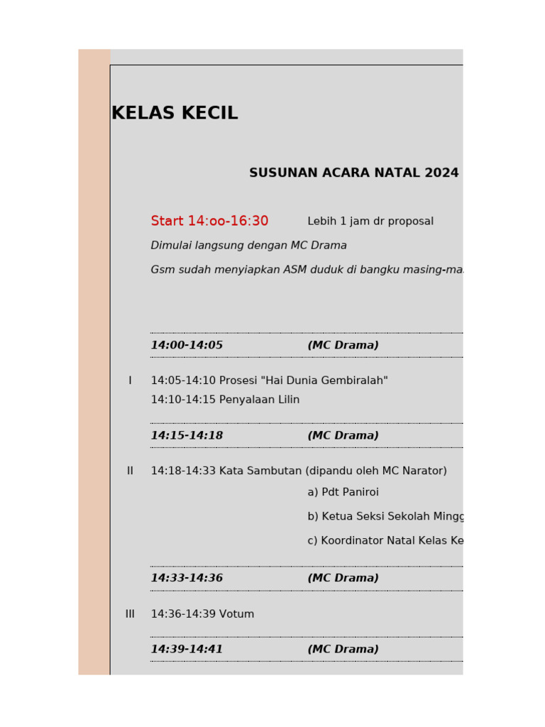 Rundown Natal SM 2024 | PDF