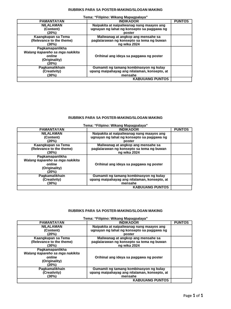 Poster-Making Rubriks Larang | PDF