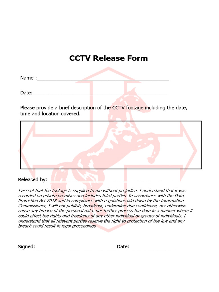 CCTV Release Form | PDF | Finance & Money Management | Social Science