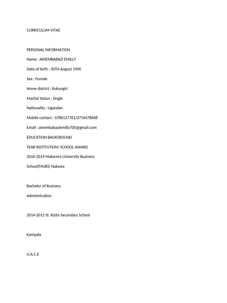 Ugandan Business Professional CV | PDF