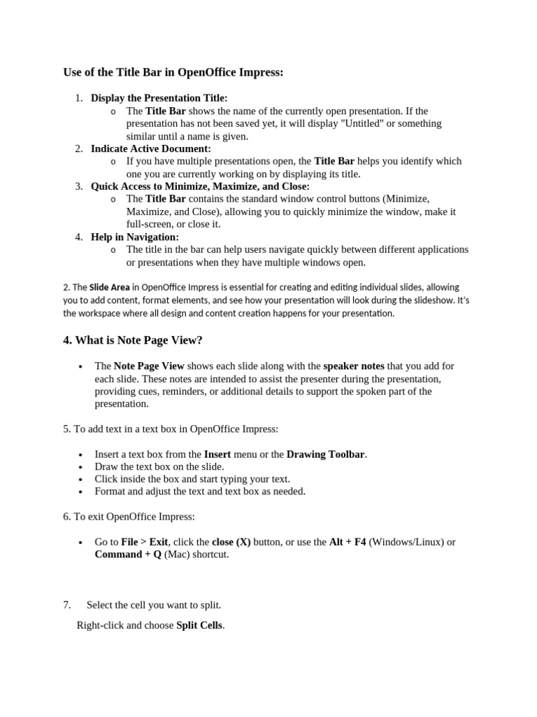 Use of The Title Bar in OpenOffice Impress 9TH 402 | PDF | Window ...