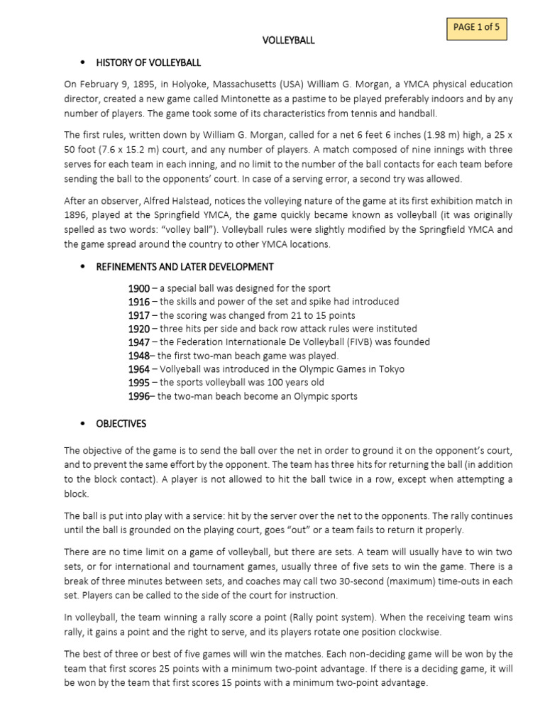 Pe 4 Volleyball | PDF | Volleyball | Sports