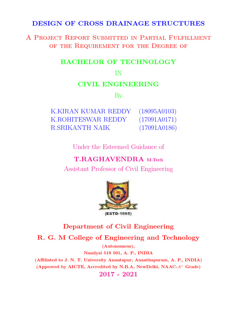 2020-21-Ce Design of Cross Drainage Structures - 3 | PDF | Canal | Bending