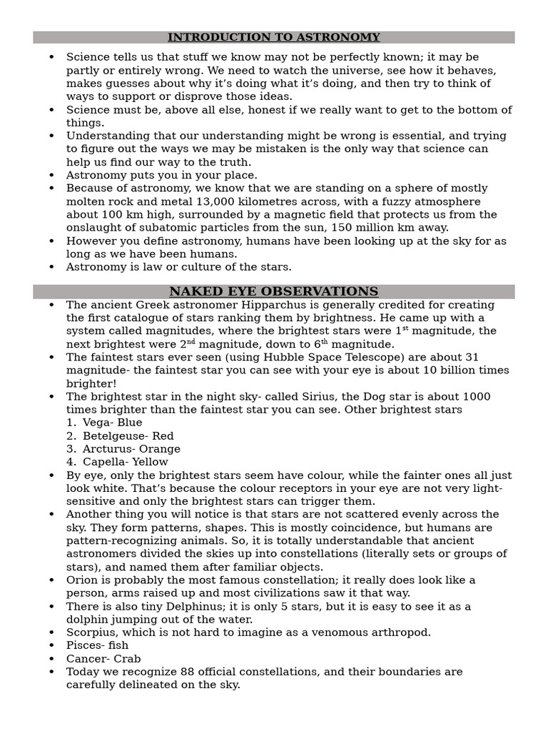 Introduction To Astronomy | PDF | Apparent Magnitude | Stars