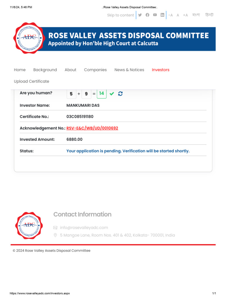 Rose Valley Assets Disposal Committee | PDF | Finance & Money Management