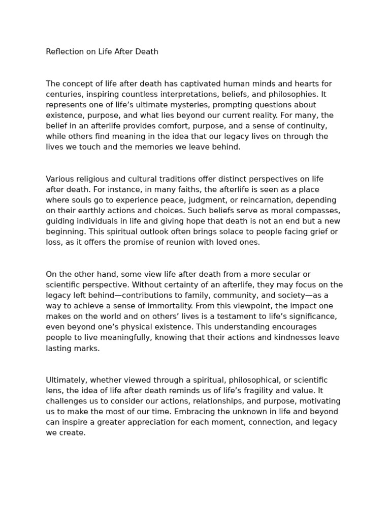 Reflection Life After Death | PDF | Self-Improvement