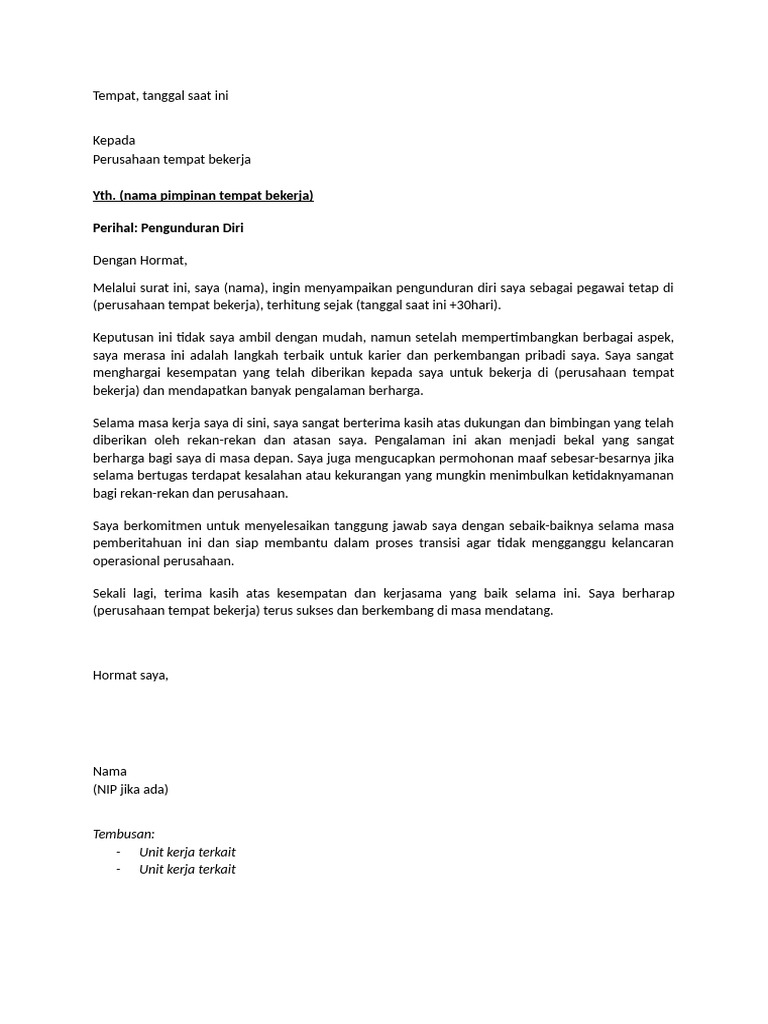 Surat Resign | PDF | Karier & Perkembangan | Bisnis