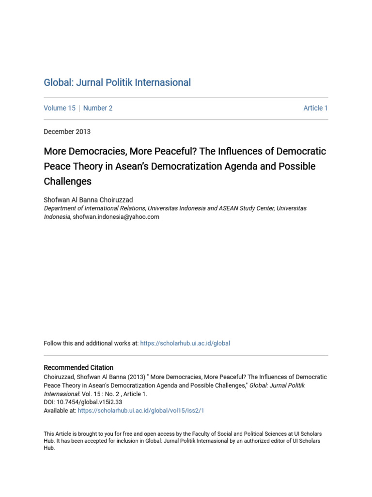 More Democracies, More Peaceful - The Influences of Democratic Peace ...