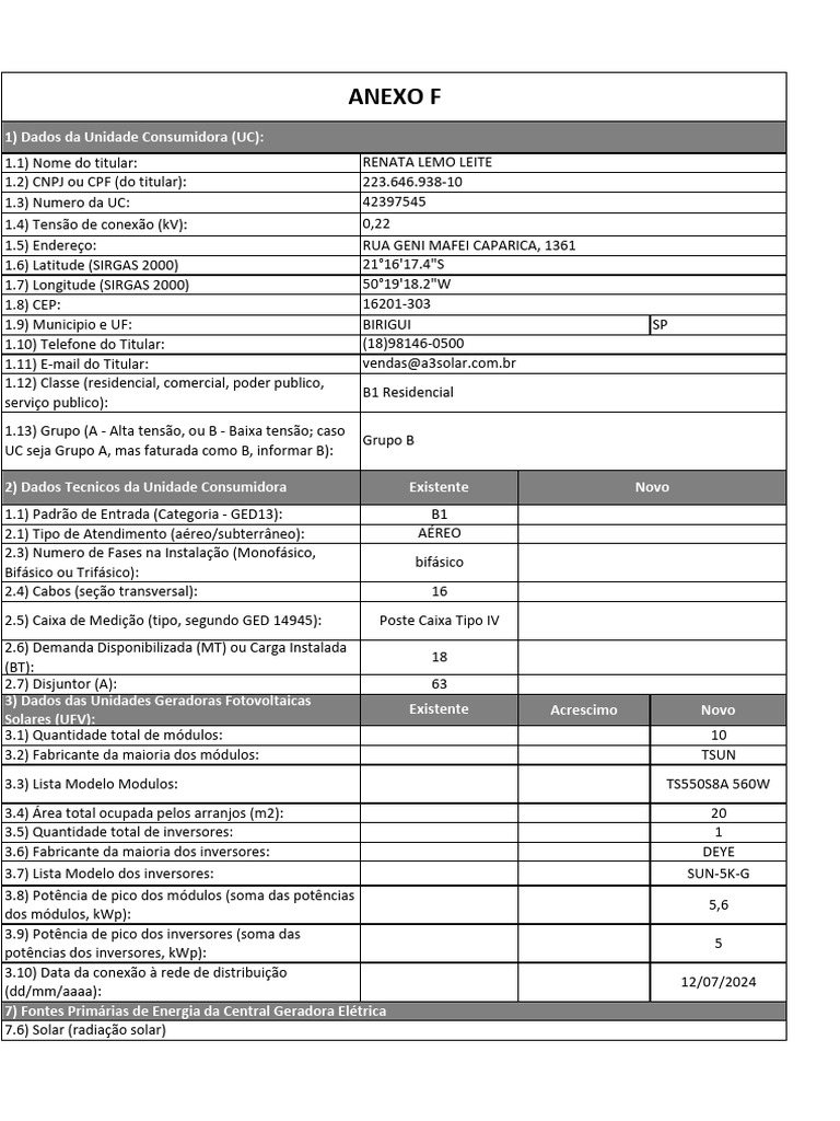 Anexo F | PDF | Componentes elétricos | Quantidade