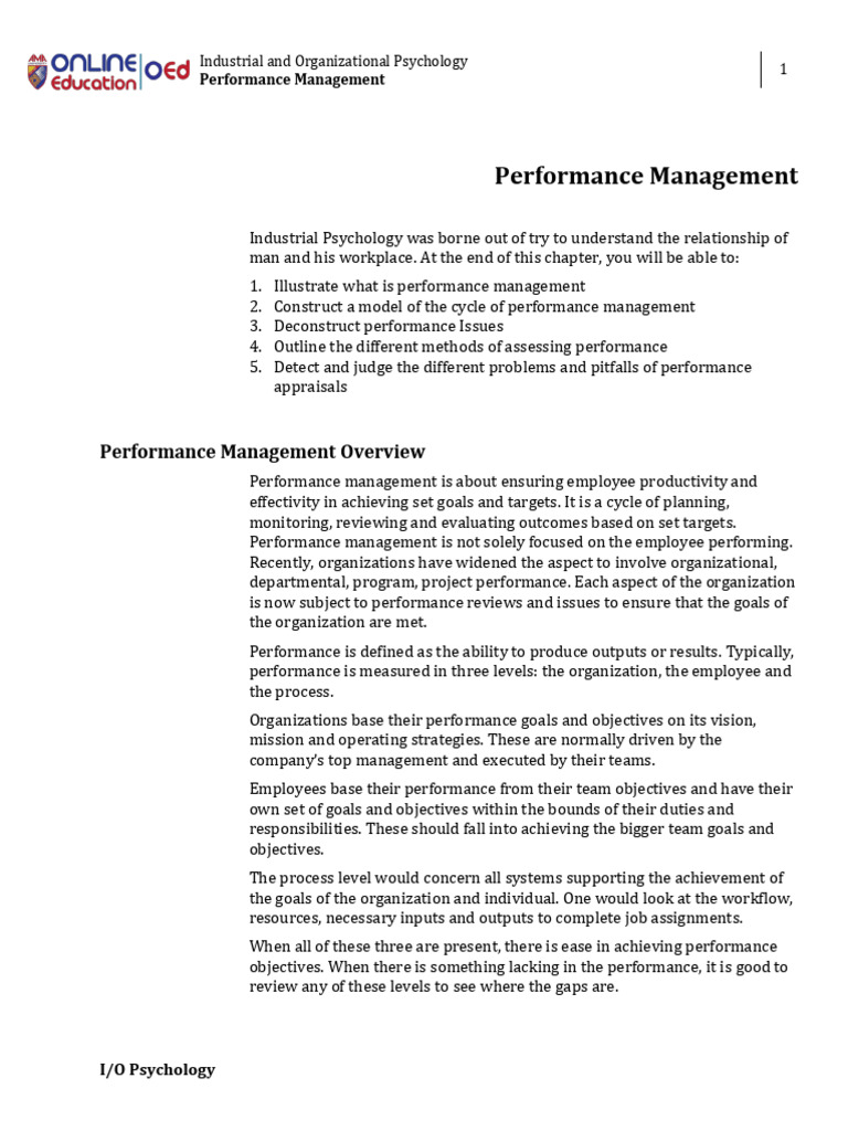 Lesson 4 - Performance Management | PDF | Performance Appraisal | Goal