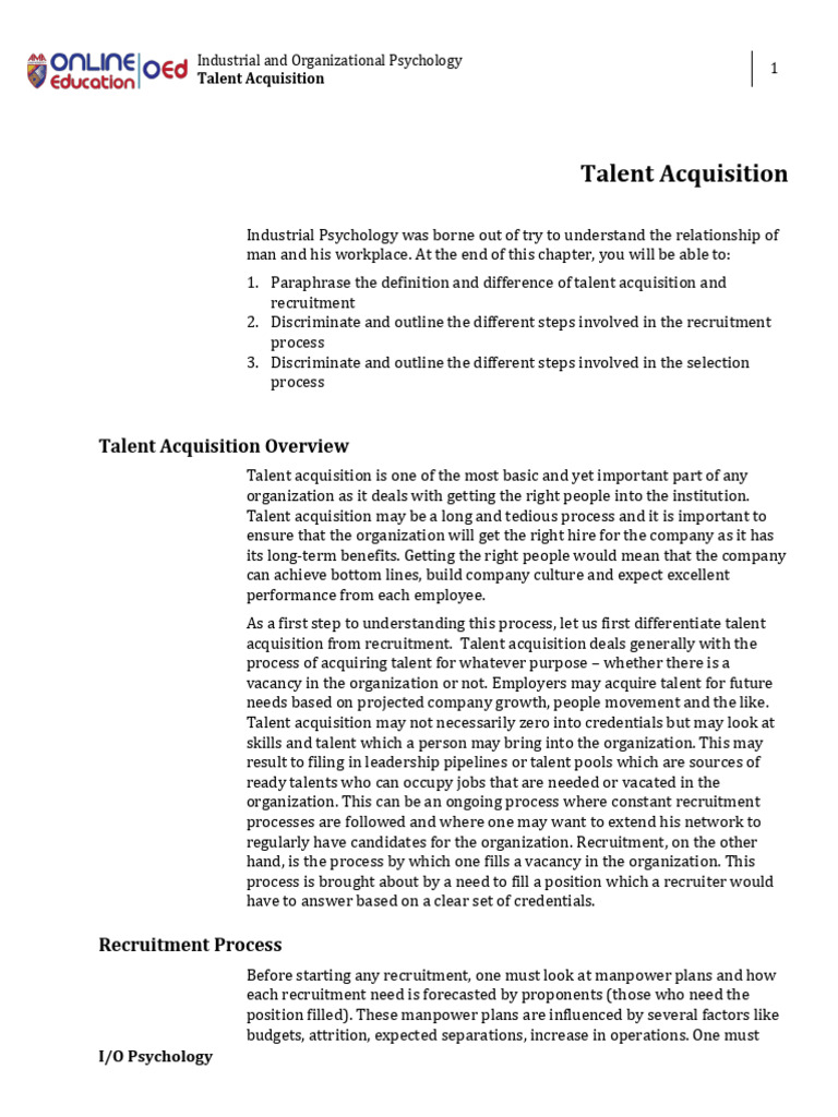 Talent Acquisition and Recruitment Process | PDF | Recruitment | Job ...