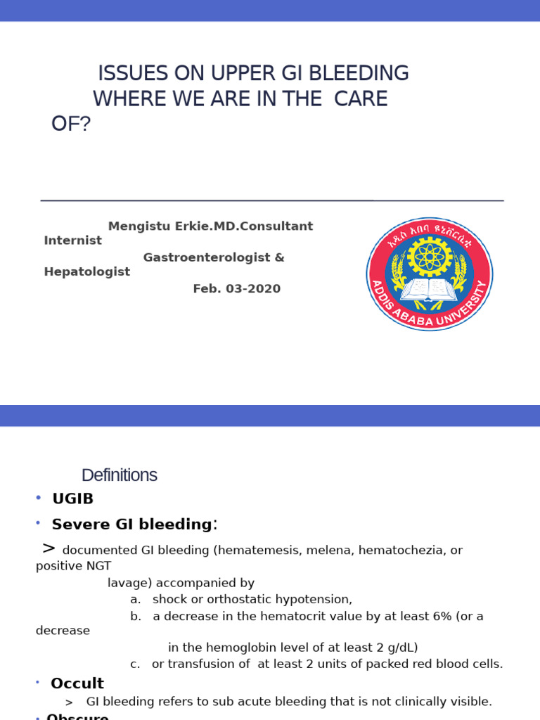 Upper GI Bleeding | PDF | Clinical Medicine | Medical Specialties