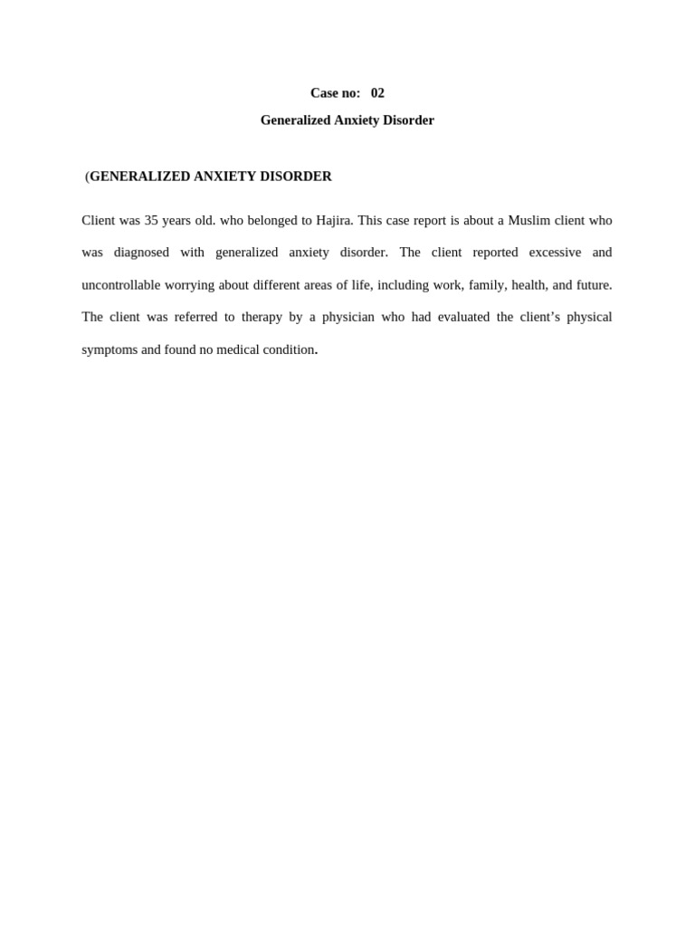 GENERALIZED ANXIETY DISORDERج | PDF | Anxiety | Psychotherapy