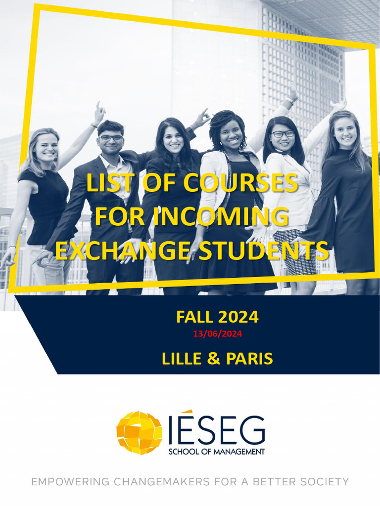IESEG List of Courses For Incoming Exchange Students Bachelor Lille ...