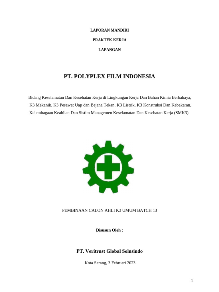 K3 di PT Polyplex Film Indonesia | PDF | Bisnis | Komputer