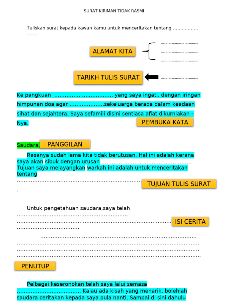 Kerangka Surat Kiriman Tidak Rasmi | PDF