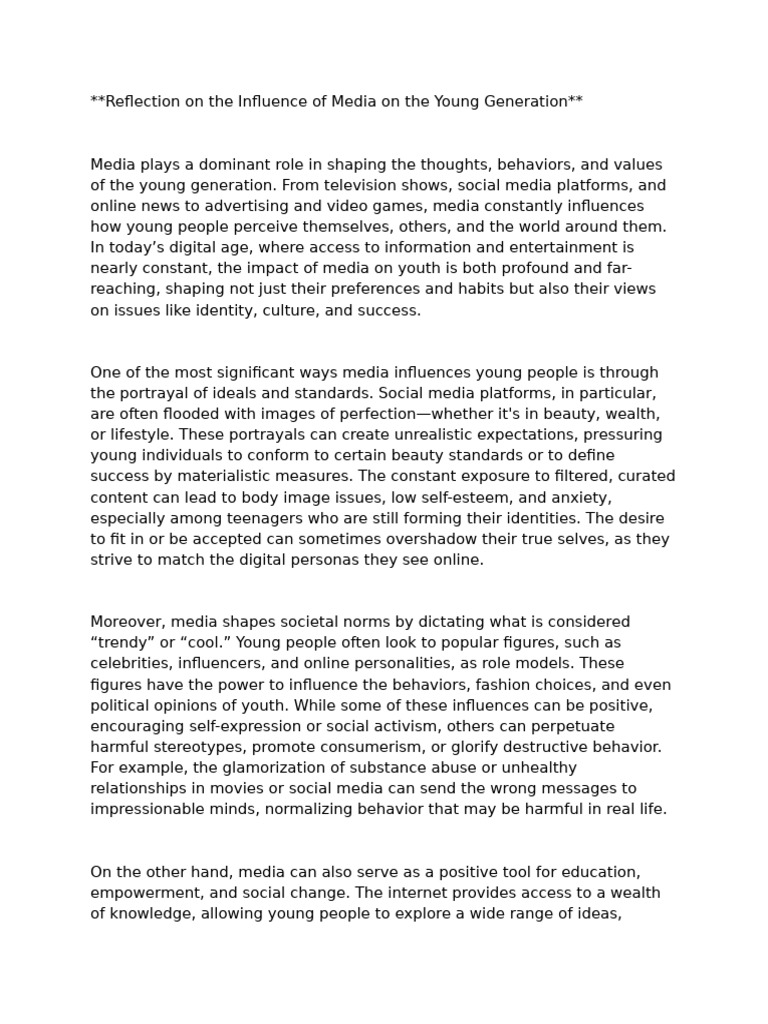 Reflection Young Generation and The Media | PDF | Social Media ...
