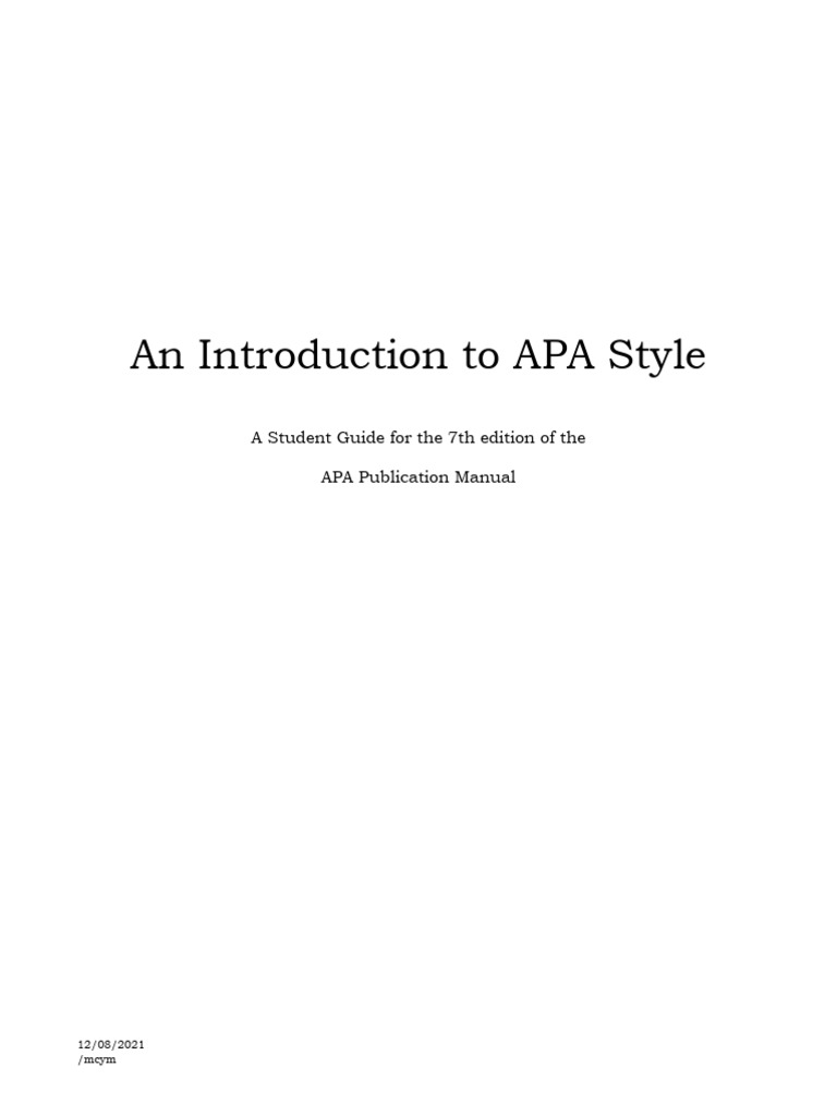 APA Intro Guide PsychDept | PDF | Apa Style | Citation