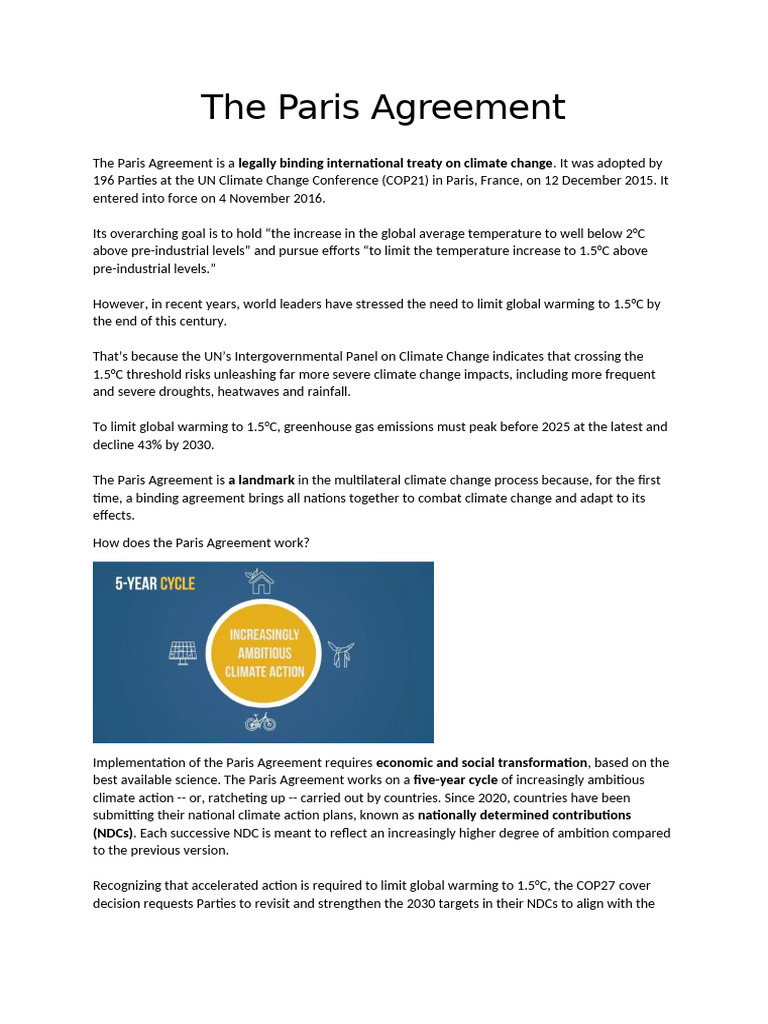 Climate Change - Paris Accord Agreement | PDF | Climate Change ...