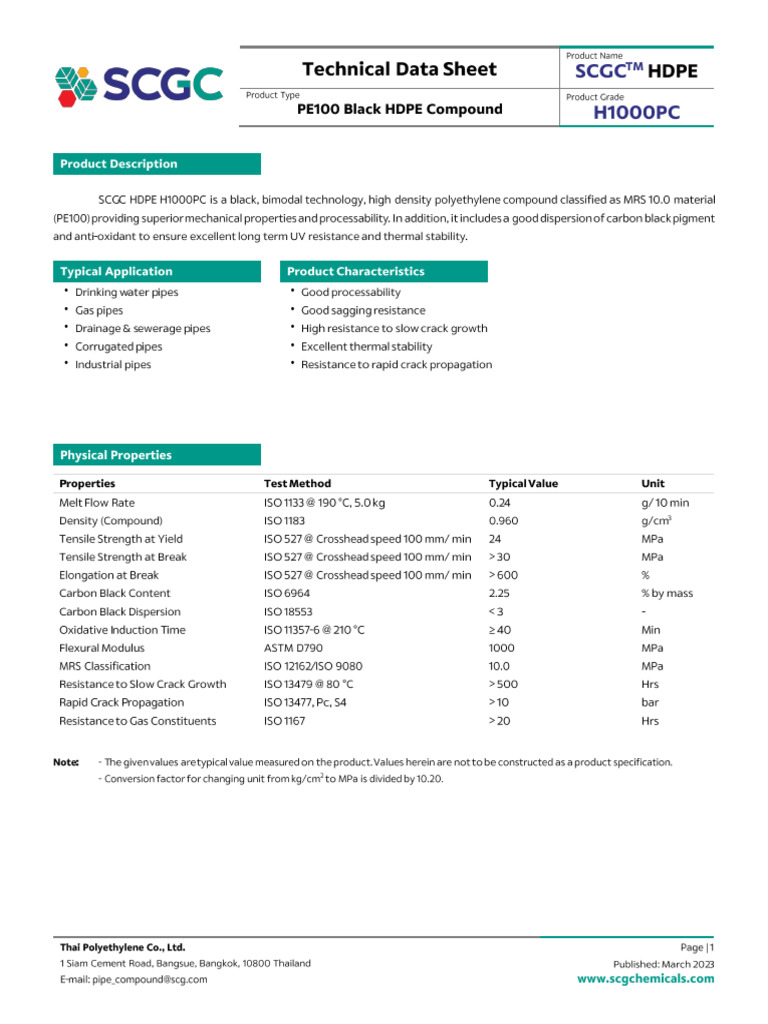 SCGC Hdpe H1000PC | PDF