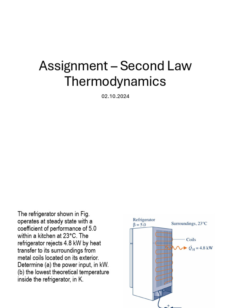 Assignment - Second Law Thermodynamics | PDF | Heat | Heat Pump