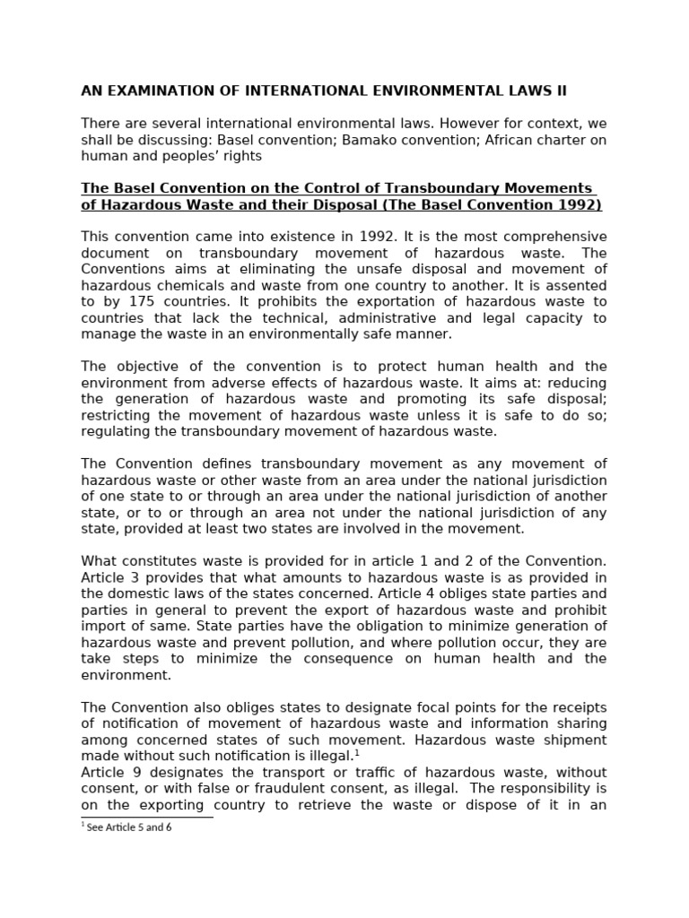 An Examination of International Environmental Laws Ii | PDF | Waste ...