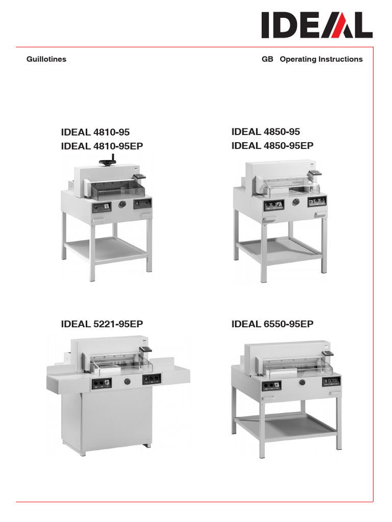 Ideal 4810-95 4850-95 4850-95ep 5221-95ep 6550-95ep Cutter Manual | PDF