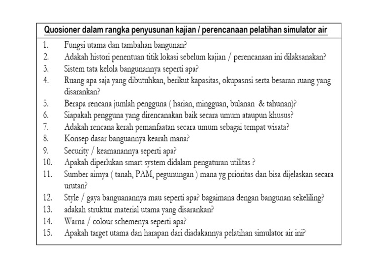 Kuesioner Pelatihan Simulator Air | PDF | Komputer
