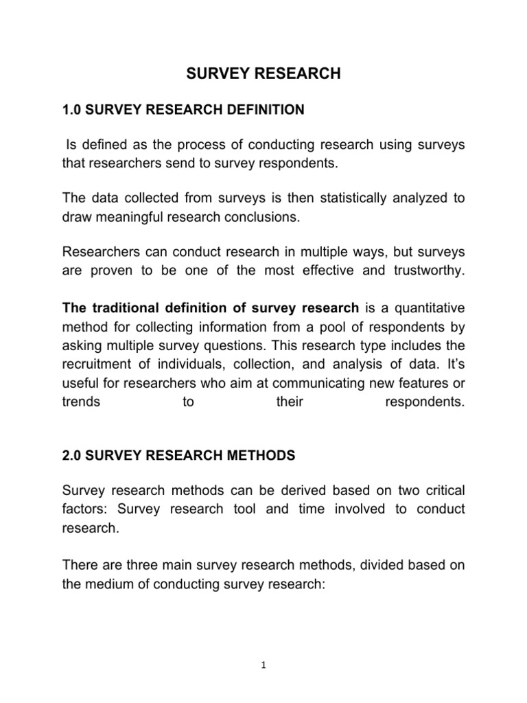Survey Research2 1 Pdf Survey Methodology Sampling Statistics