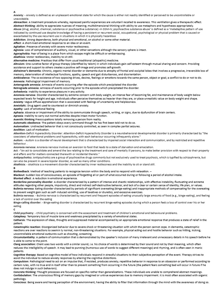 MHN G | PDF | Mental Disorder | Hallucination