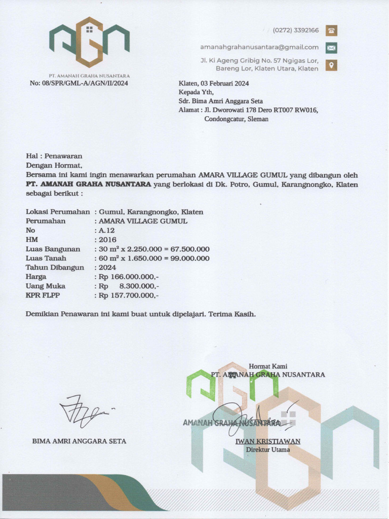 Surat Penawaran Gumul Bima A12 | PDF