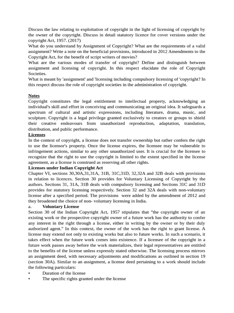 Licensing and Assignment | PDF | License | Copyright