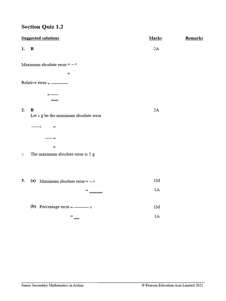 Quiz2 Requiz 2A01 - Section 2 Quiz - E - Marking | PDF