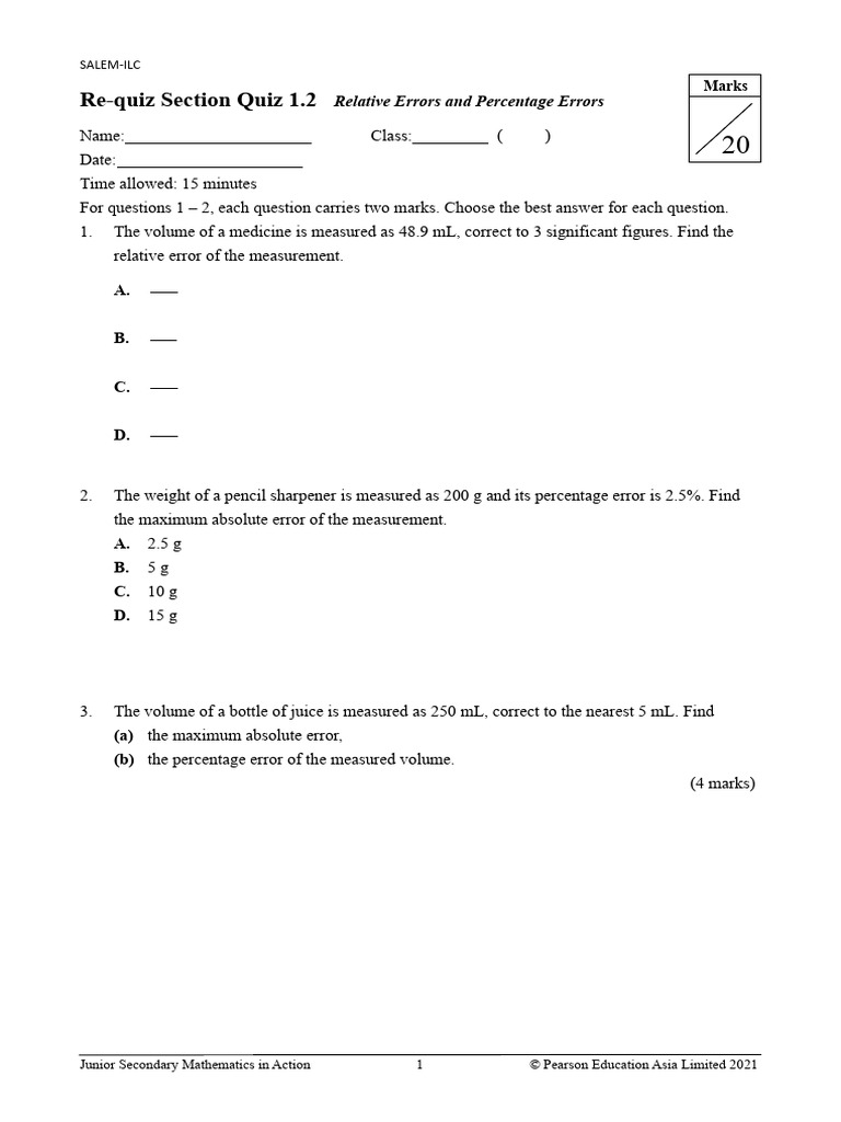 Quiz2 Requiz 2A01 - Section 2 Quiz - E | PDF | Volume | Metrology