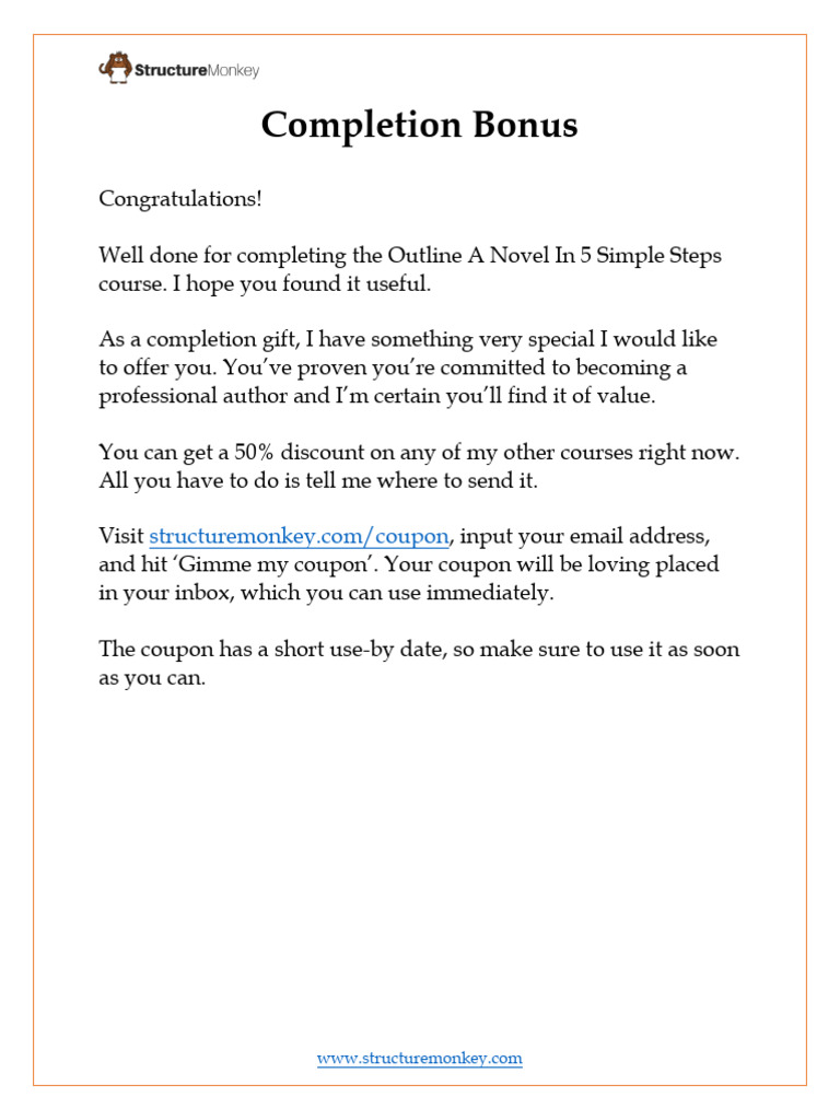 Congratulations and Bonus Outline Transcript | PDF